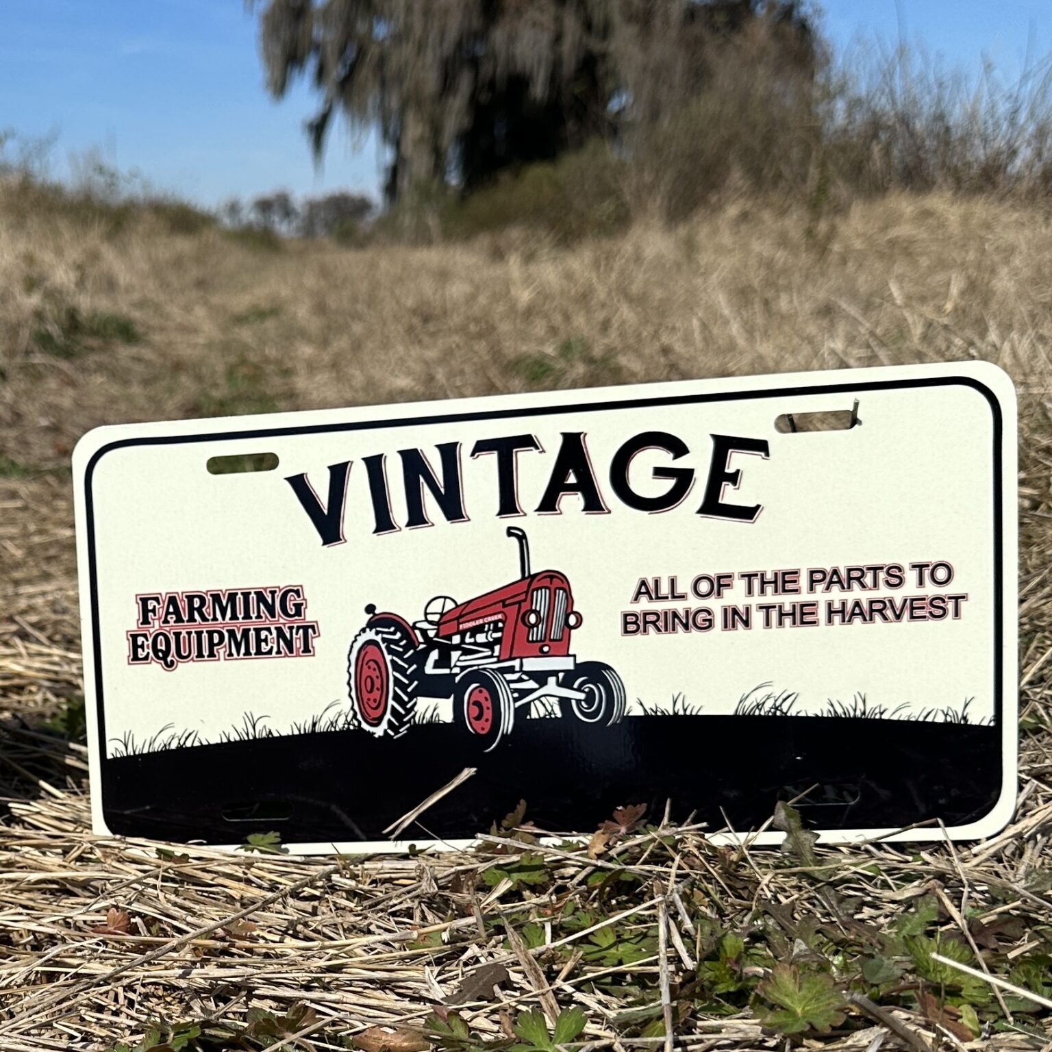 Vintage Farming Tractor License Plate - Fiddler Creek Graphics